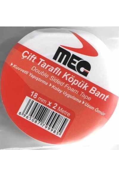 Meg Çift Taraflı Köpük Bant Poşetli 18 mm x 2 mm