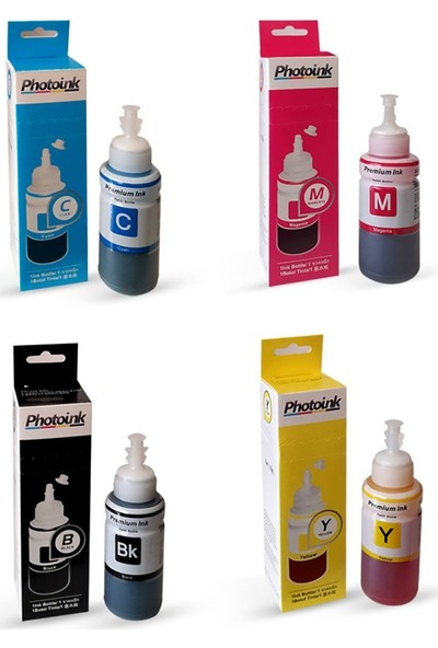 Photoink EcoTank L3151 için 4renk 1 Takım Mürekkep Photoink EcoTank L3151 için 4renk 1 Takım Mürekkep