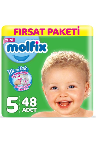 Molfix Bebek Bezi 5 Beden Junior Fırsat Paketi 48 Adet Molfix Bebek Bezi 5 Beden Junior Fırsat Paketi 48 Adet