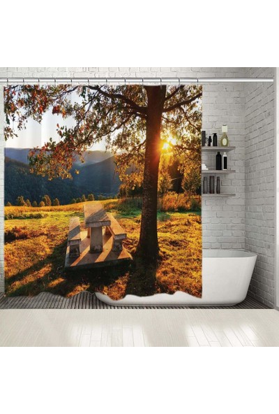 Henge Gün Işığının Doğaya Yansıması Manzaralı Duş Perdesi Henge Gün Işığının Doğaya Yansıması Manzaralı Duş Perdesi