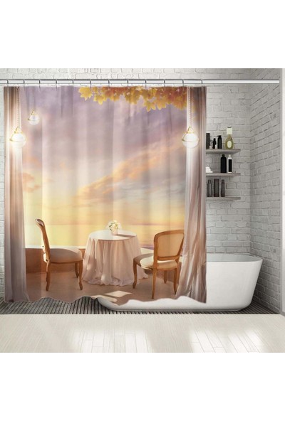 Henge Romantik Gün Doğumu Deniz Manzaralı Duş Perdesi Henge Romantik Gün Doğumu Deniz Manzaralı Duş Perdesi