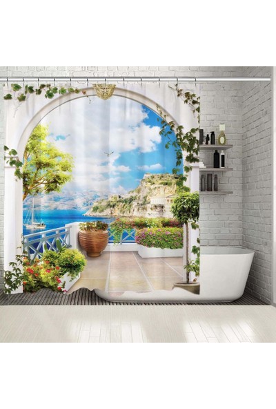 Henge Fantastik Okyanus Manzaralı Balkon Duş Perdesi Henge Fantastik Okyanus Manzaralı Balkon Duş Perdesi