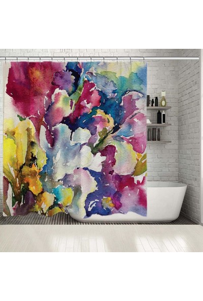 Henge Parlak Renk Desenli Duşperdesi Henge Parlak Renk Desenli Duşperdesi