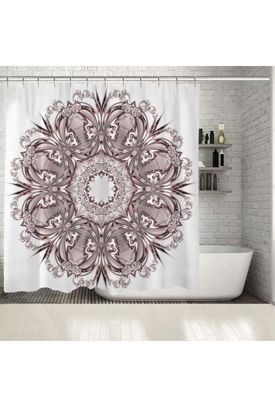 Henge Etnik Çiçk Görsel Desenli Renkli Duşperdesi Henge Etnik Çiçk Görsel Desenli Renkli Duşperdesi