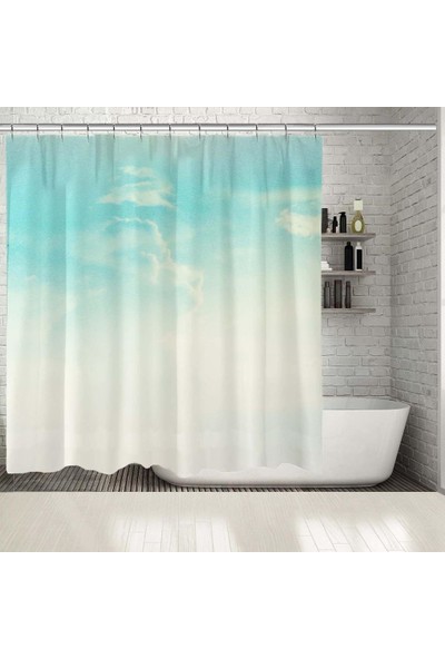 Henge Mavi Gökyüzü Bulut Desenli Duşperdesi Henge Mavi Gökyüzü Bulut Desenli Duşperdesi