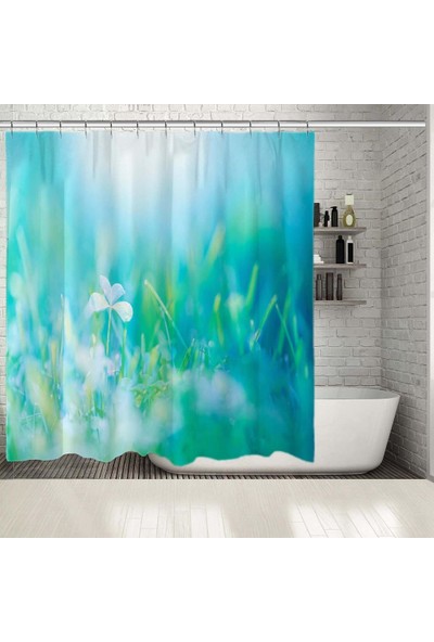 Henge Güneş Işığı Manzaralı Yeşil Ve Mavi Ton Desenli Duşperdesi Henge Güneş Işığı Manzaralı Yeşil Ve Mavi Ton Desenli Duşperdesi