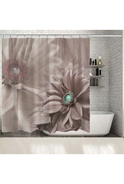 Henge Soyut Arka Plan Kahverengi Çiçek Desenli Duşperdesi Henge Soyut Arka Plan Kahverengi Çiçek Desenli Duşperdesi