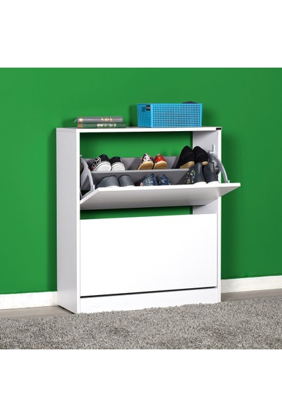Adore Flat Duo 2 Katlı Geniş Ayakkabılık Dolabı - Beyaz Adore Flat Duo 2 Katlı Geniş Ayakkabılık Dolabı - Beyaz