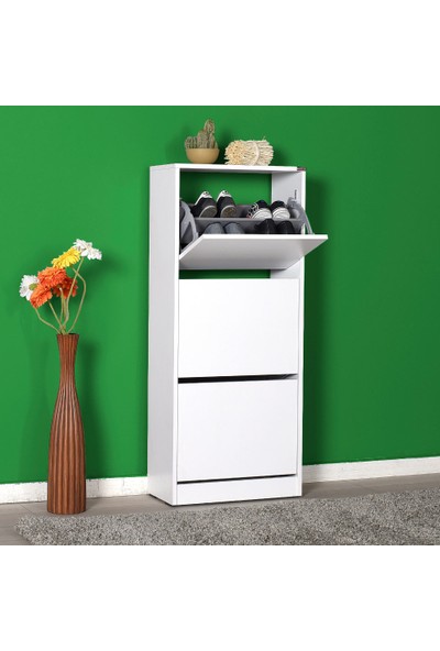Adore Flat Duo 3 Katlı Ayakkabılık Dolabı - Beyaz Adore Flat Duo 3 Katlı Ayakkabılık Dolabı - Beyaz