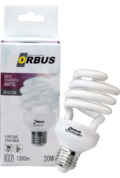Orbus 20W Beyaz Işık Enerji Tasarruflu Ampul Orbus 20W Beyaz Işık Enerji Tasarruflu Ampul