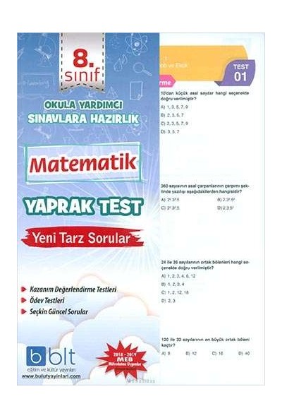 Bulut Eğitim 8. Sınıf Matematik Yaprak Test Bulut Eğitim 8. Sınıf Matematik Yaprak Test