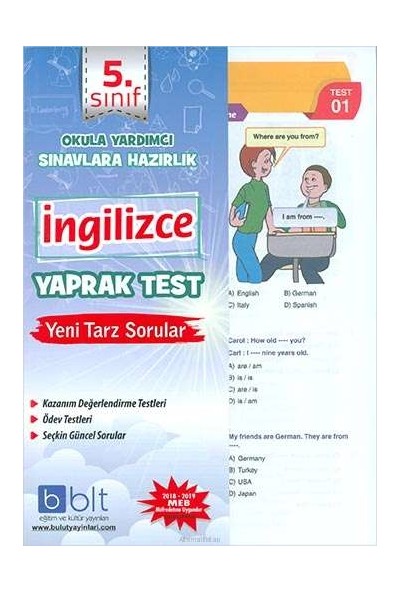 Bulut Eğitim 5. Sınıf İngilizce Yaprak Test Bulut Eğitim 5. Sınıf İngilizce Yaprak Test