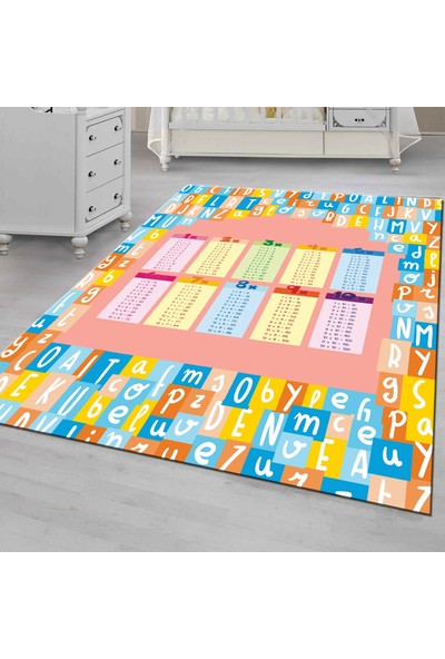 Veronya Öğretici Şekil Desenli Kaymaz Taban Çocuk Odası Halısı 80X150 Veronya Öğretici Şekil Desenli Kaymaz Taban Çocuk Odası Halısı 80X150