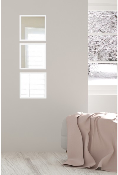 Tablo Center 3 Parçalı Beyaz Çerçeveli Ayna 24 cm x 24 cm Tablo Center 3 Parçalı Beyaz Çerçeveli Ayna 24 cm x 24 cm