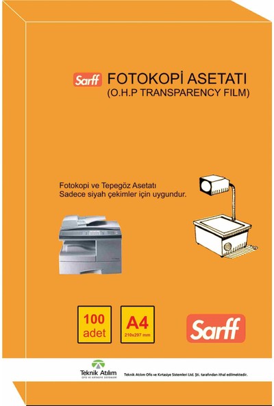 Sarff Fotokopi Asetatı A3 100 Lü 15330090