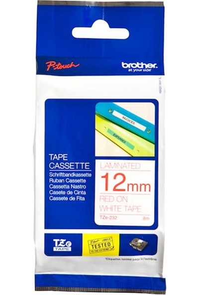 Brother Ptouch Etiket Lam. 12Mm Beyaz-Kır. Tz232
