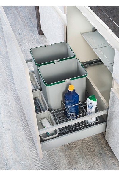 Starax S-2557 Çekmece Içi Taşınabilir Kovalı Çöp Kovası + Deterjanlık