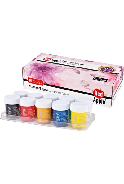 Red Apple Kumaş Boyası 10 Renk x 25 Ml. Set