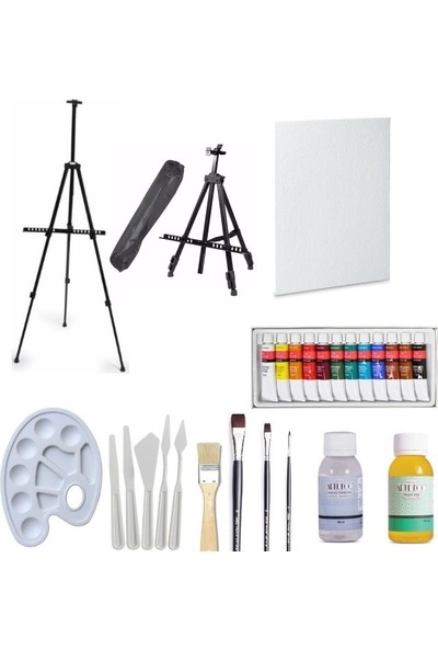 Art & Art Yağlı Boya Başlangıç Seti + Portatif Metal Şövale