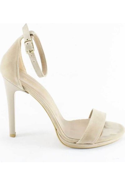 Modabuymus Platform Topuklu Tek Bantlı Ayakkabı Ten Süet Pirlx
