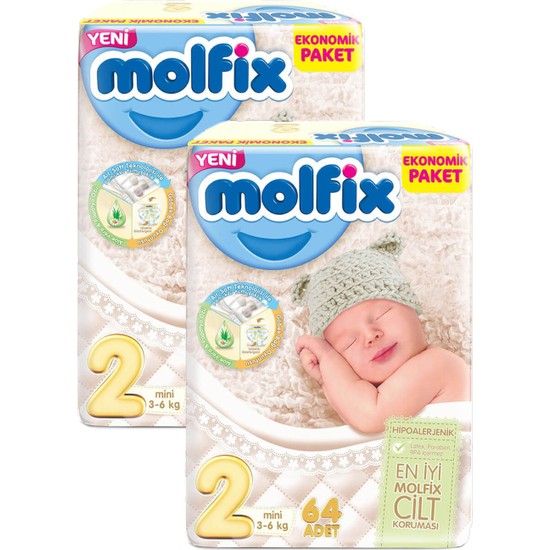 Molfix 2 Beden Yenidoğan 64 X 2 128' li Bebek Bezi 3-6 kg Fiyatı