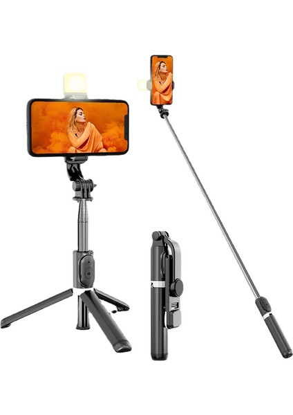 Q02S Uzaktan Kumanda Bluetooth Selfie Stick Entegre Tripod Fiyatı