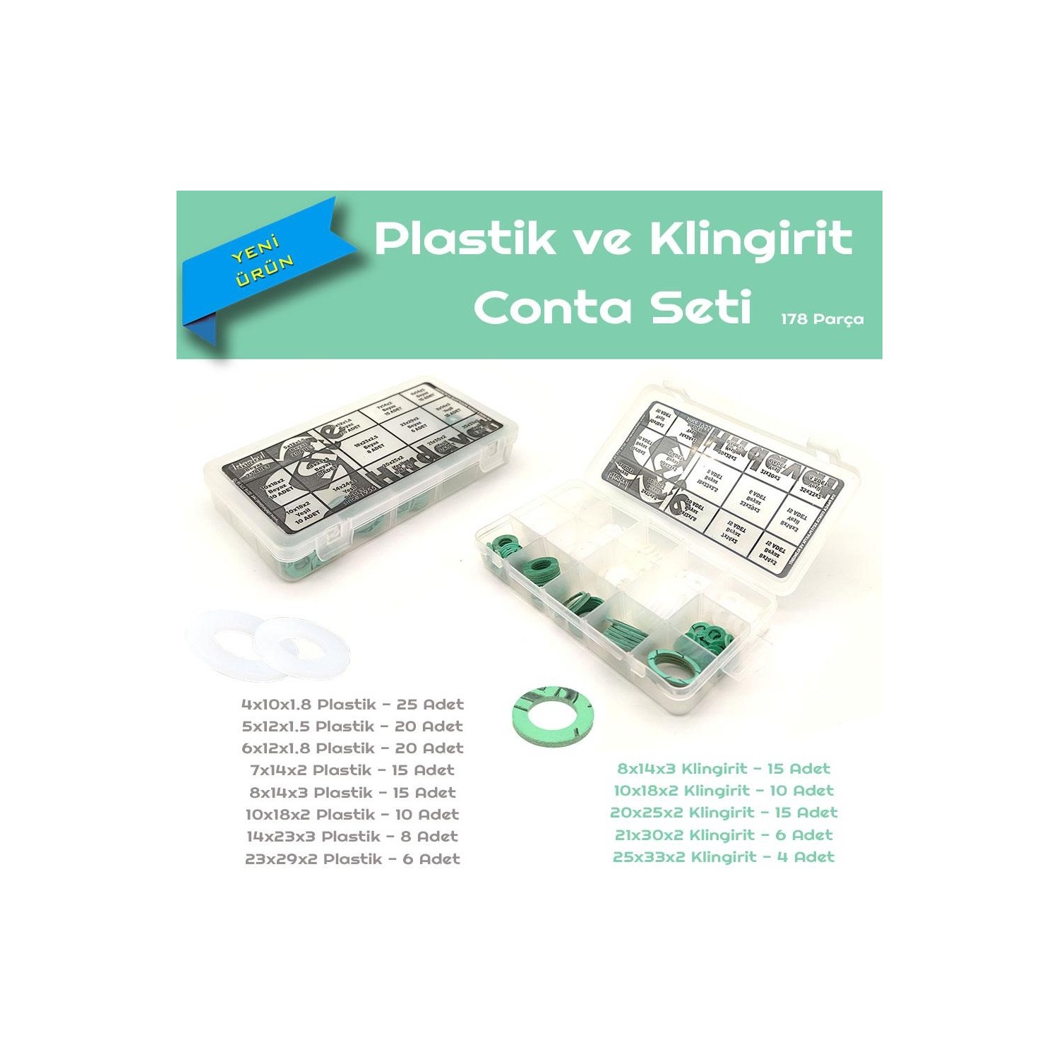 Site Hırdavat Naylon ve Klingirit Conta Seti, 178 Parça Fiyatı