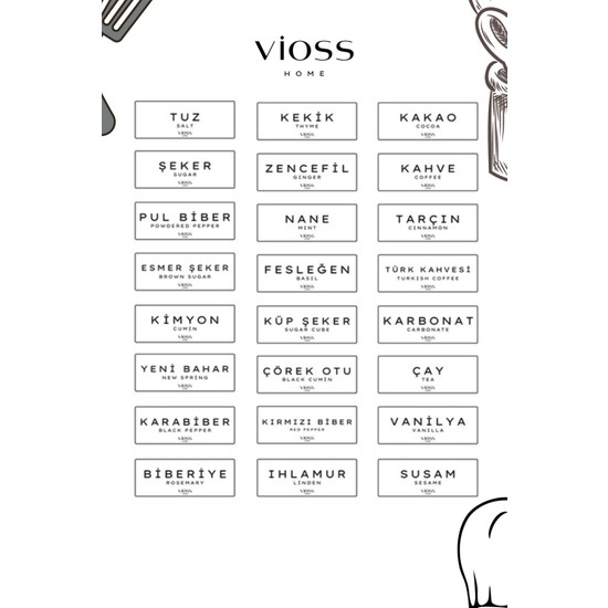 Vioss Home 12 Adet Kaşıklı ve Etiketli Bella Erzak Saklama Fiyatı