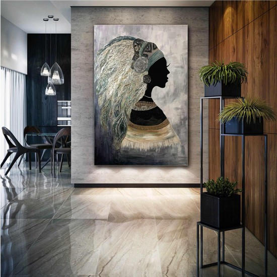 SML Tablo Afrikalı Zenci Kadın Geleneksel Kıyafet Afro Fiyatı