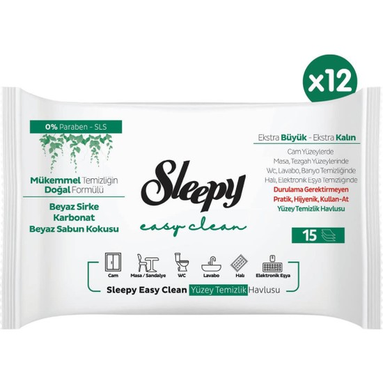 Sleepy Easy Clean Yüzey Temizlik Havlusu Seyahat Boy 6x2x15 Fiyatı