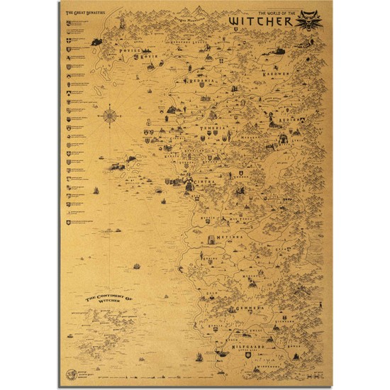 Talented Bear's Workshop The Witcher Dünya Haritası 70*100CM, Northern ...