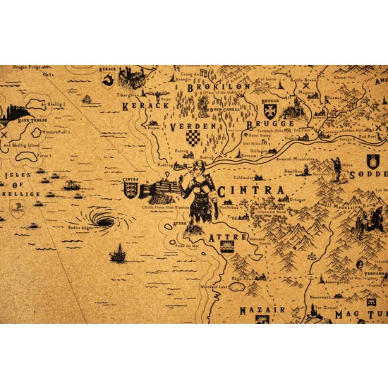 Talented Bear's Workshop The Witcher Dünya Haritası 70*100CM, Northern Kingdoms & Witcher Continent