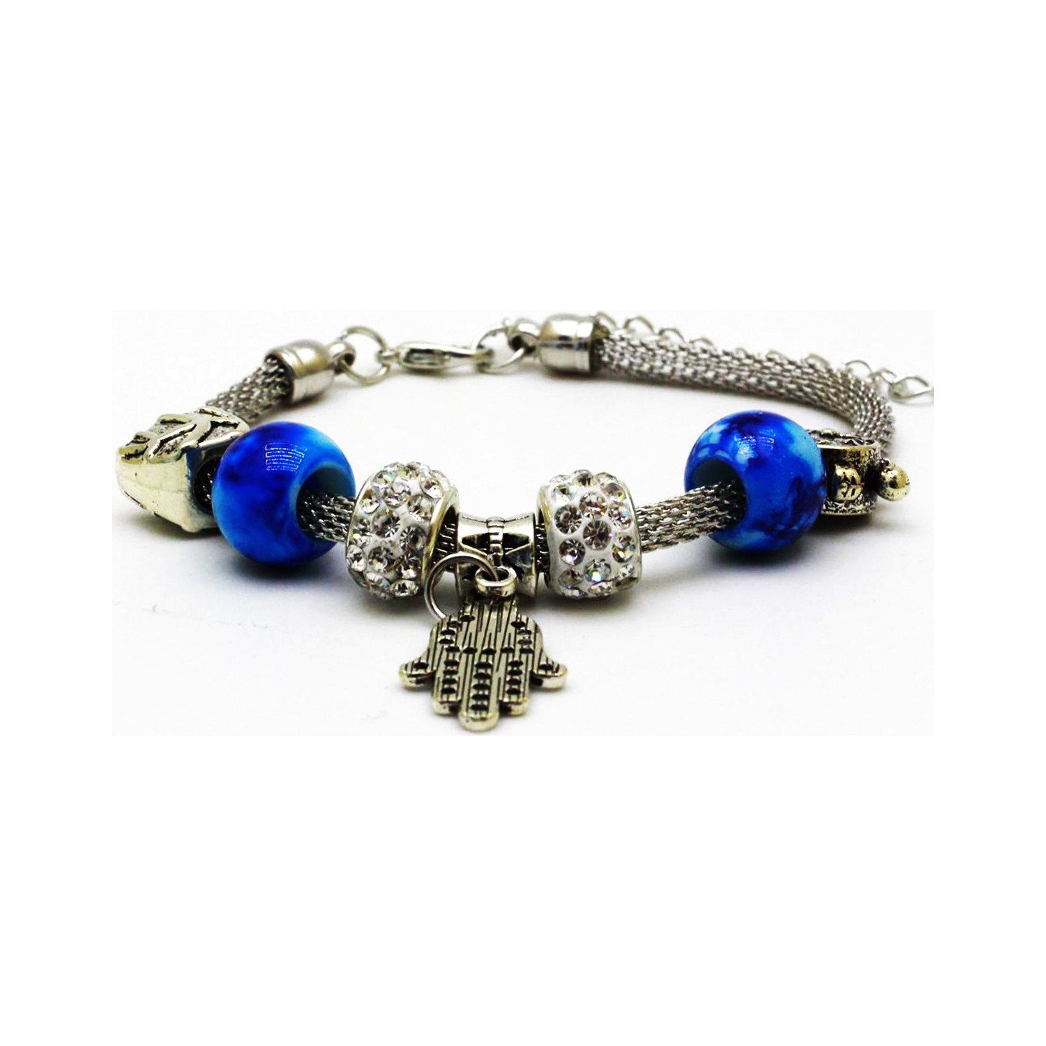 Lopard Pandora Tarzı Bileklik Taşlı Boncuklu Mavi Charm Fiyatı