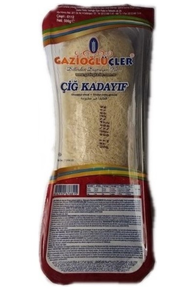 Gaziogluüçler Çiğ Kadayıf 500 Gr Pvc Vakumlu Ambalajda