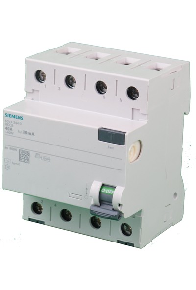 Siemens 5Sv4344-0 40A 30Ma 400V (3 Faz + Nötr) Kaçak Akım Koruma Rölesi Siemens 5Sv4344-0 40A 30Ma 400V (3 Faz + Nötr) Kaçak Akım Koruma Rölesi