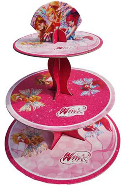 Tahtakale Toptancısı Karton Cupcake Standı 3 Katlı Winx Temalı Kek Standı