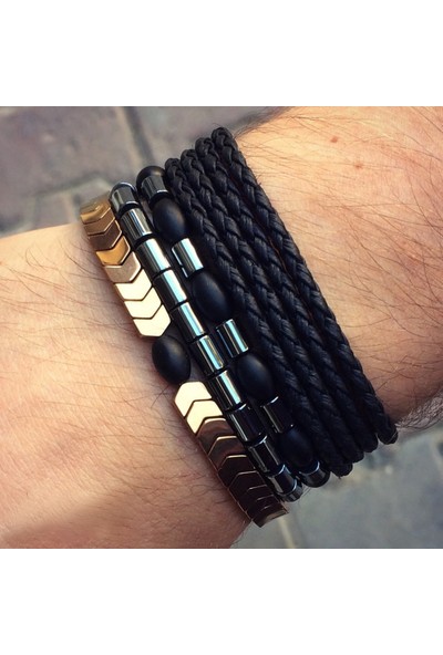 Katre Doğal Taş Örgü Deri Erkek Bileklik Seti Katre Doğal Taş Örgü Deri Erkek Bileklik Seti