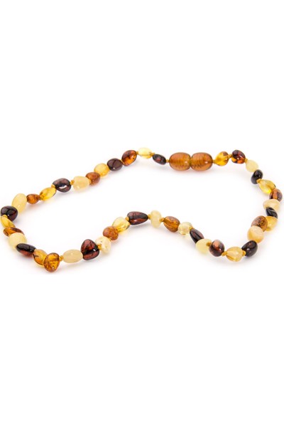 Kehribar Dünyasi 4 Renkli Parlak Damla Kehribar Bebek Diş Kolyesi