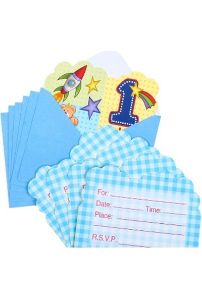 Partypark 1 Yaş Erkek Doğum Günü Davetiye (8 Adet)