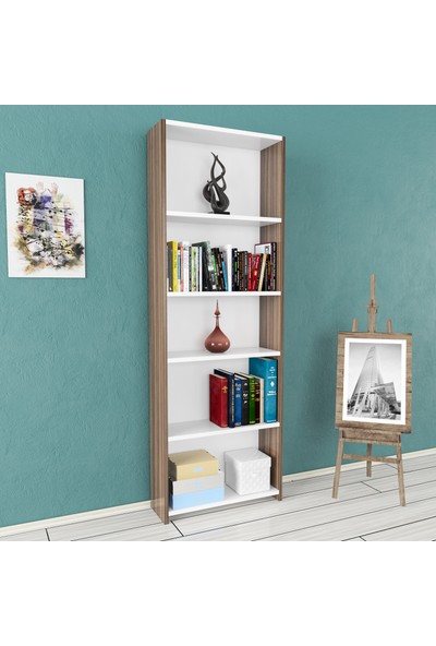 Nur Mobilya Melissa 5 Raflı Arkalıklı Kitaplık