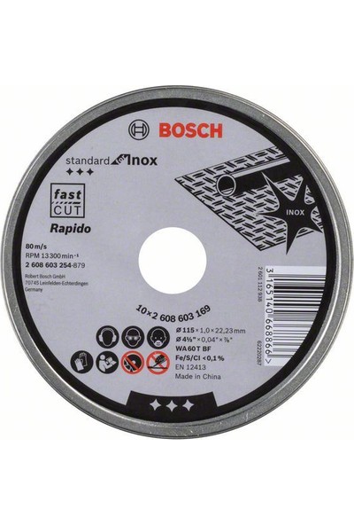 Bosch 115 x 1,0Mm Standard For Inox Rapido 10'lu 2608603254 Bosch 115 x 1,0Mm Standard For Inox Rapido 10'lu 2608603254