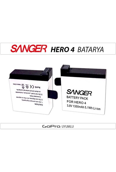 Sanger Gopro Hero 4 Batarya Pil Sanger Gopro Hero 4 Batarya Pil