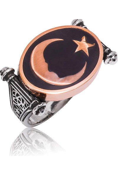 Gumush Gümüş Ay Yıldız Atatürk Silüeti Yüzük