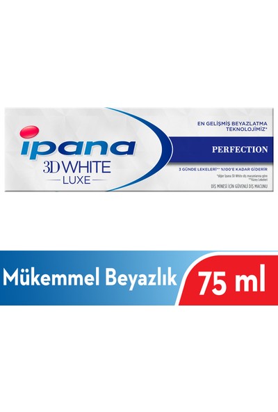 Ipana 3 Boyutlu Beyazlık Luxe 75 ml Perfection Mükemmel Beyazlık Diş Macunu Ipana 3 Boyutlu Beyazlık Luxe 75 ml Perfection Mükemmel Beyazlık Diş Macunu