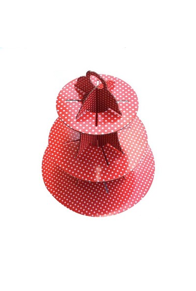 Partypark Kırmızı Puanlı Kek Standı