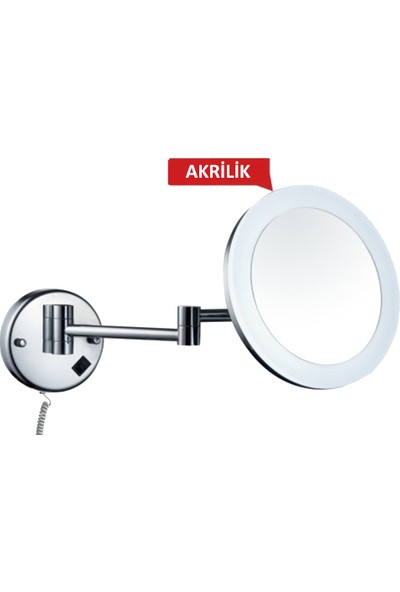 Bauboss Akrilik Çerçeveli, Led Işıklı, Mafsallı Makyaj Ve Tıraş Aynası