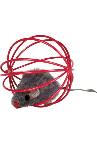 Trixie kedi oyuncağı, top içinde peluş fare 6cm