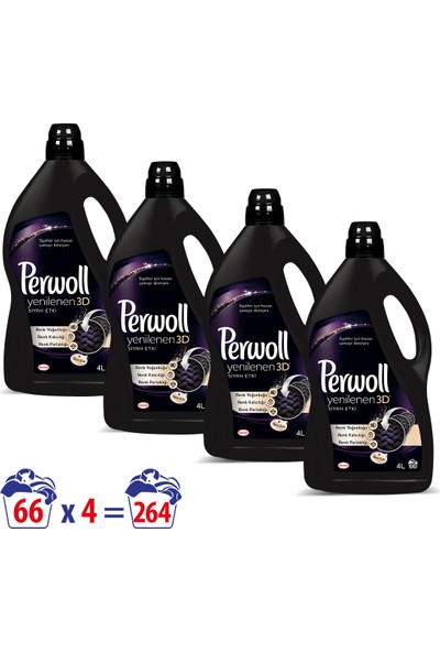 Perwoll Yenilenen Siyahlar Hassas Çamaşır Deterjanı 4 lt 4'lü Set Perwoll Yenilenen Siyahlar Hassas Çamaşır Deterjanı 4 lt 4'lü Set
