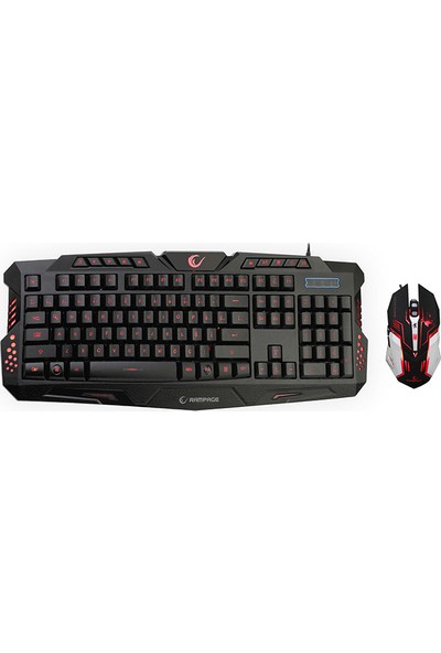 Rampage KM-R77 Siyah 3 Farklı Ledli Oyuncu Klavye + Mouse Set Rampage KM-R77 Siyah 3 Farklı Ledli Oyuncu Klavye + Mouse Set