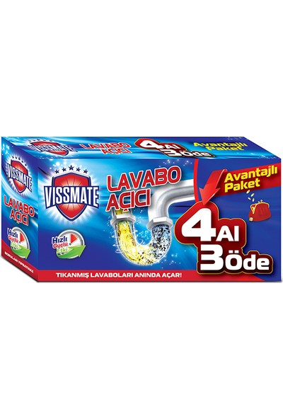 Vıssmate Lavabo Açıcı Kutu 4 Al 3 Öde (4X70 Gr) Vıssmate Lavabo Açıcı Kutu 4 Al 3 Öde (4X70 Gr)